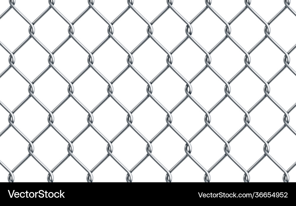 Silver metal mesh chain-link on a white Royalty Free Vector