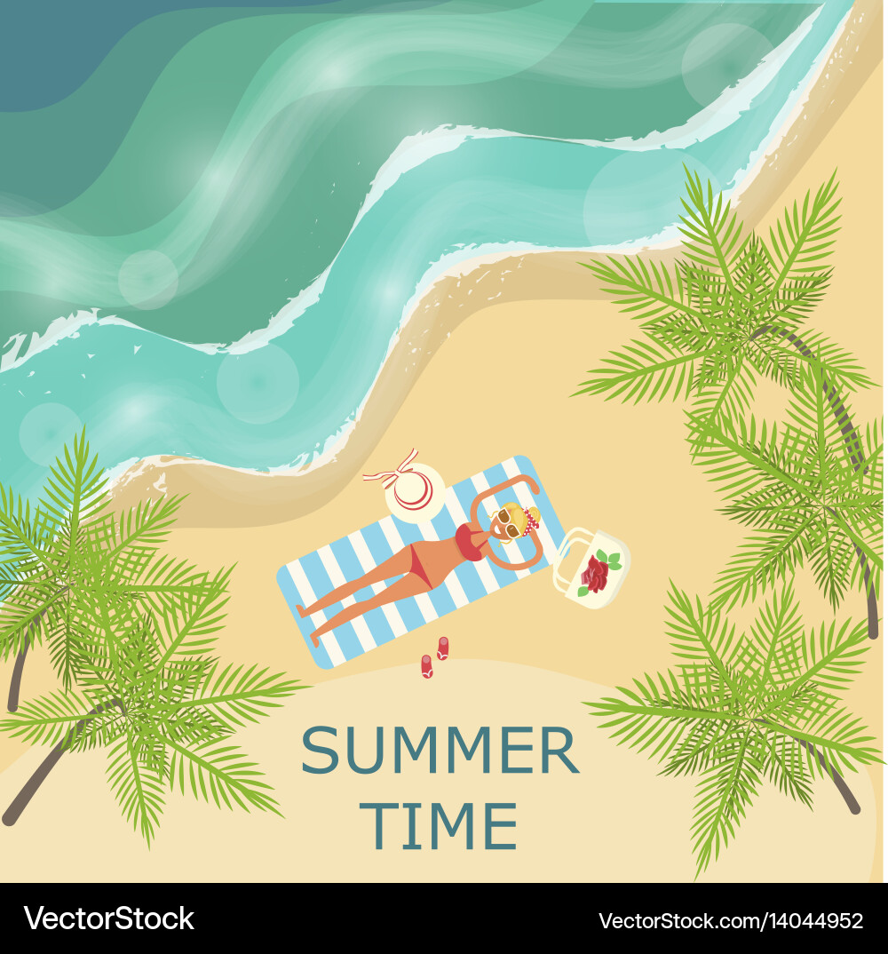 Summer beach landscape Royalty Free Vector Image