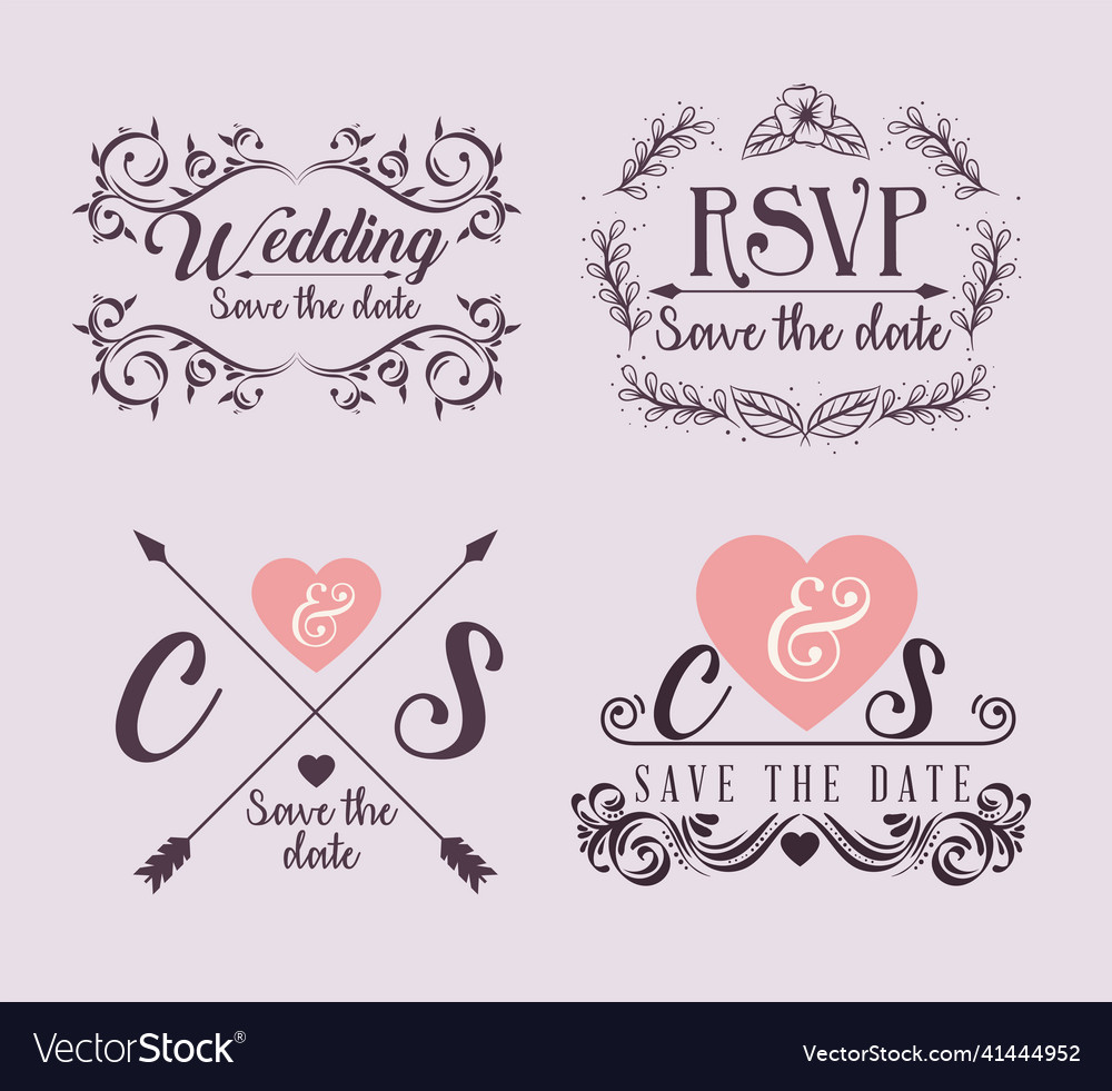 Wedding invitation frames Royalty Free Vector Image