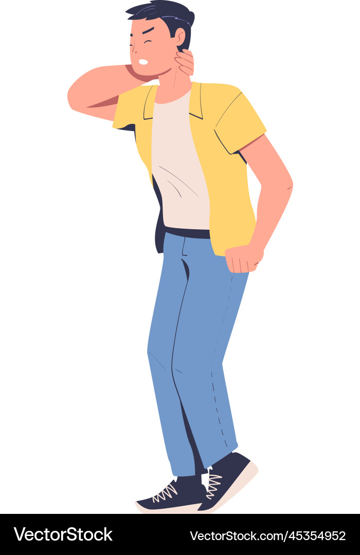 Young man suffering from neck pain man feeling Vector Image