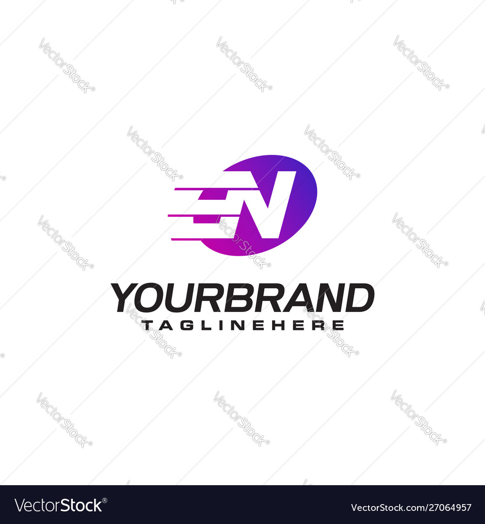 Abstract letter n logo with fast speed lines Vector Image