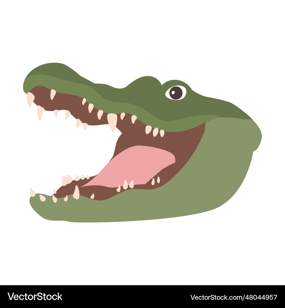 Crocodile alligator fang flat sticker Royalty Free Vector