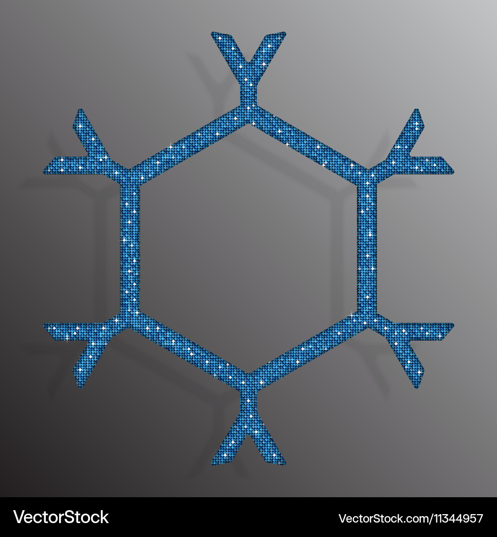 Frame Blue Sequins Snowflake Glitter Sparkle Vector Image