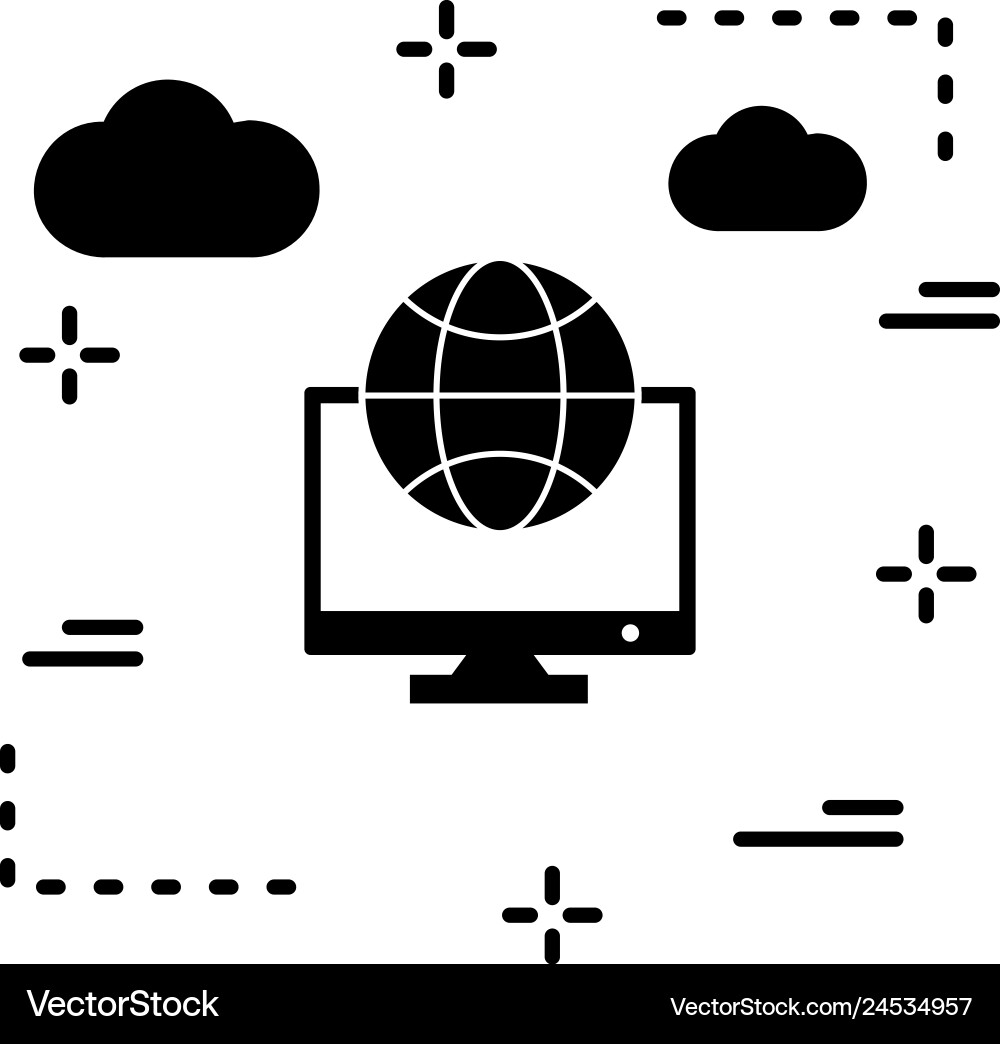 Globe internet web online monitor icon Royalty Free Vector