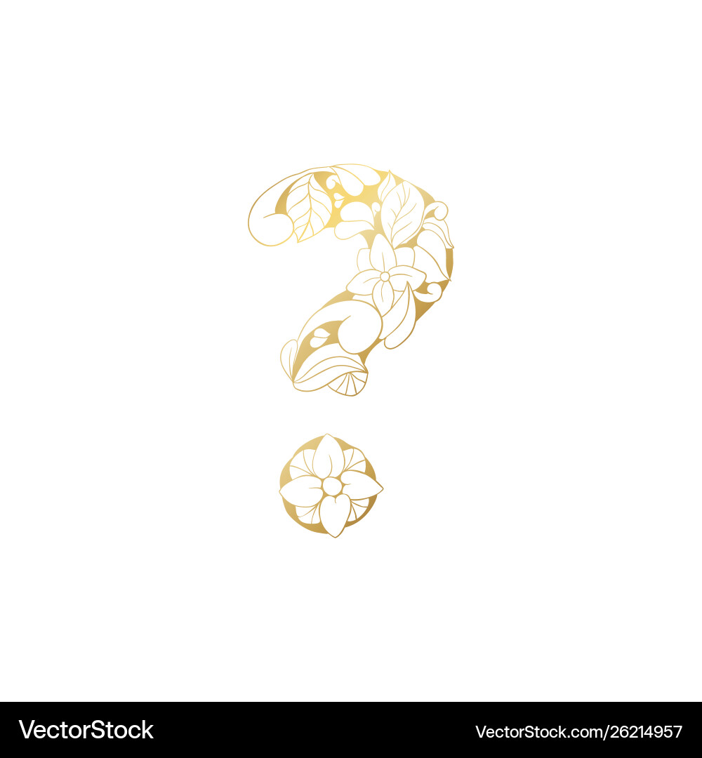 Golden ornamental alphabet question mark font Vector Image
