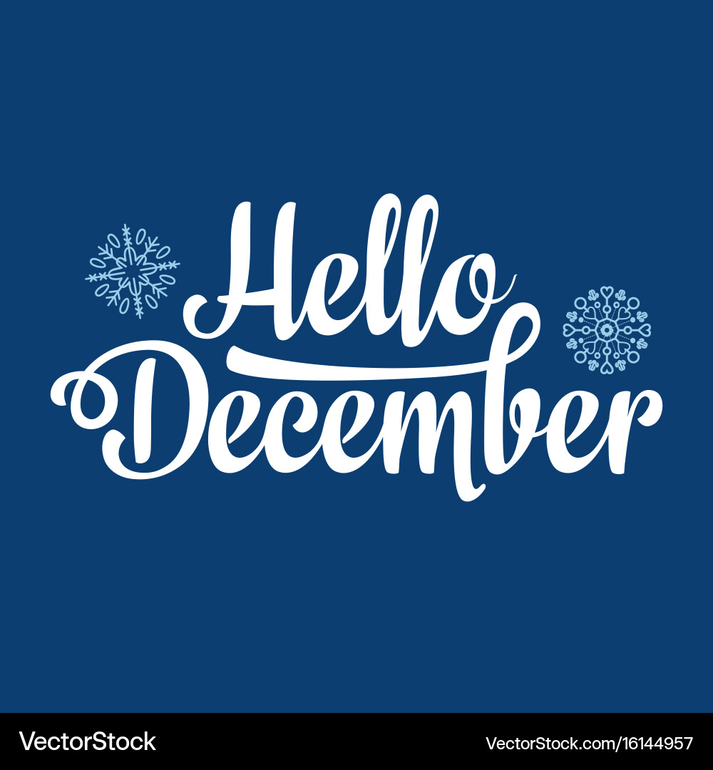 Hello december card holiday decor lettering Vector Image