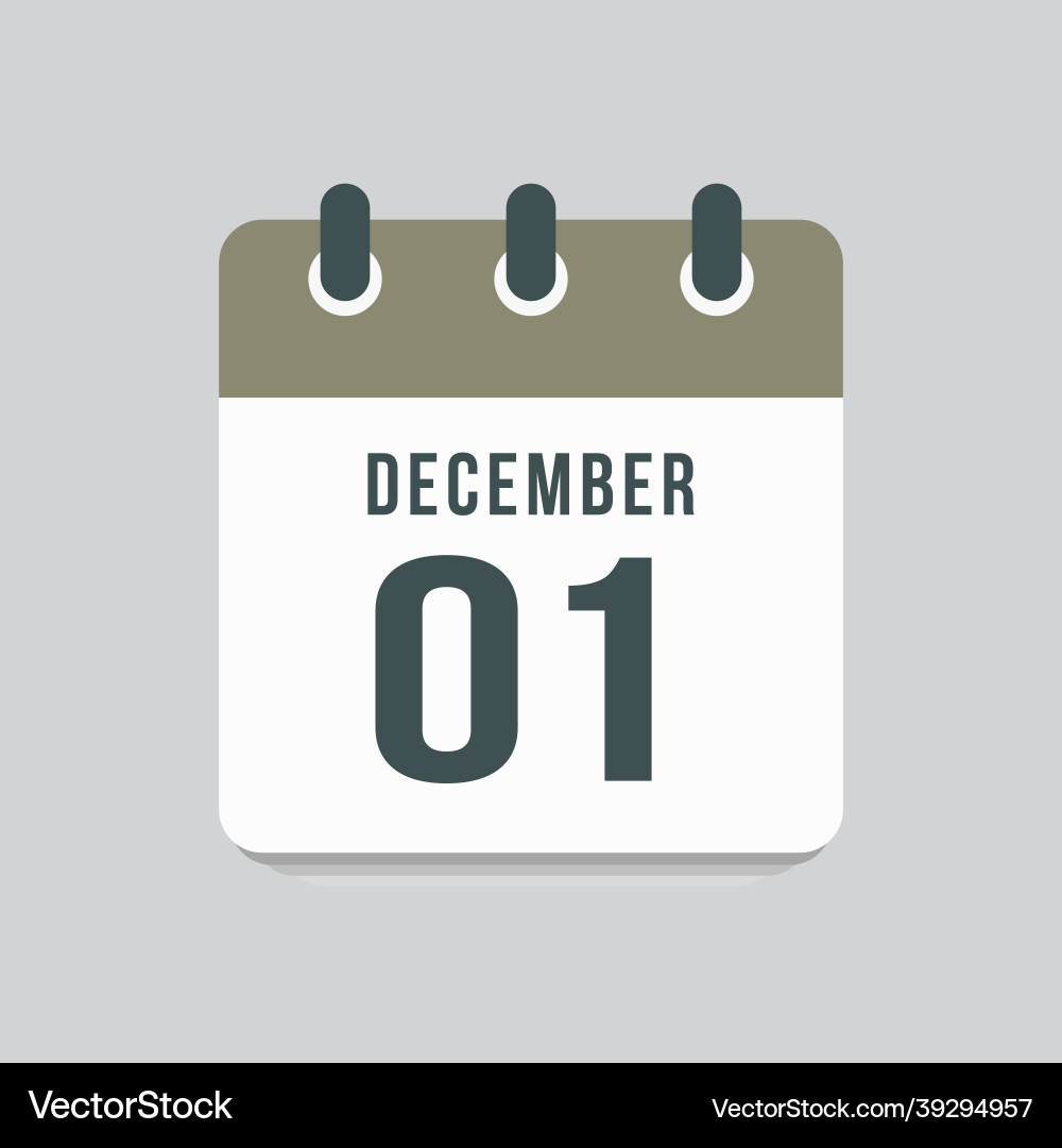 Icon day date 1 december template calendar page Vector Image