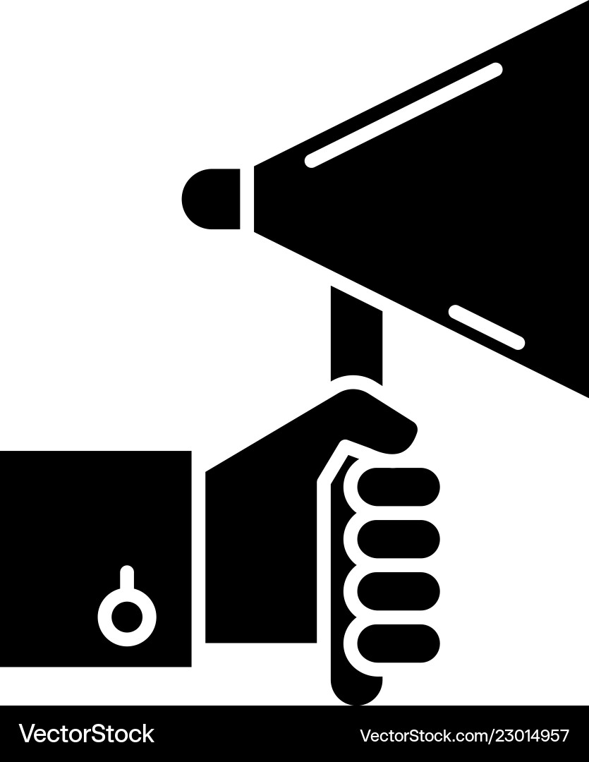 Mass advertising black icon sign Royalty Free Vector Image