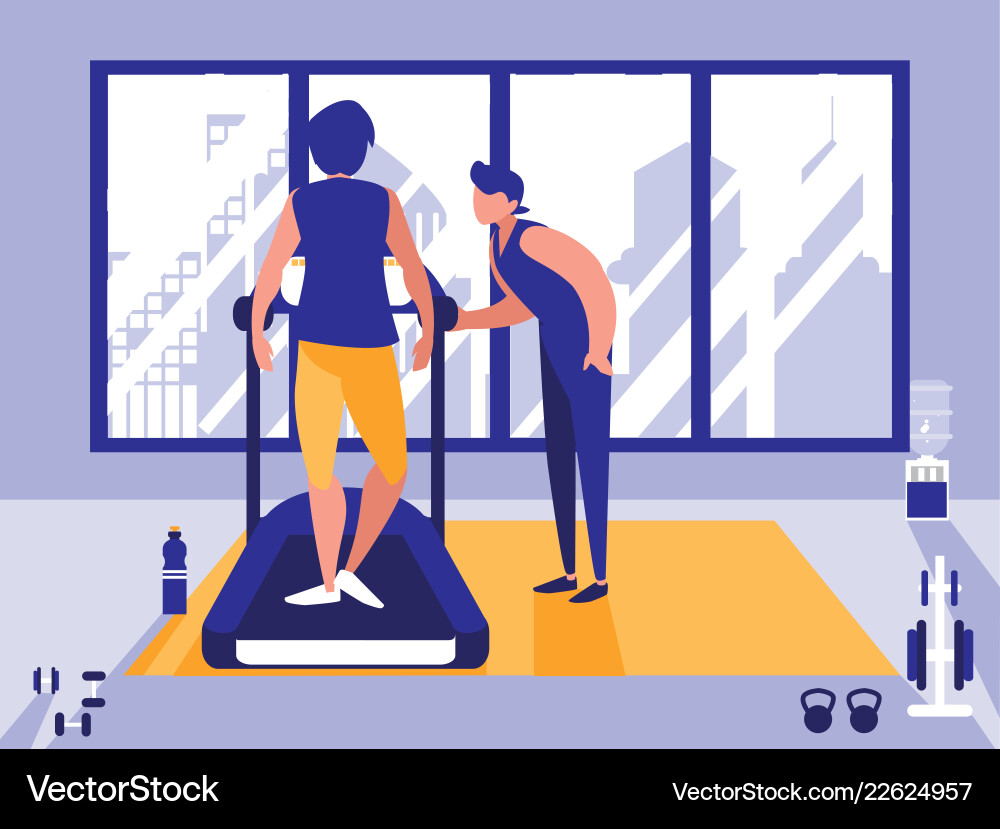 Men on treadmill in gym icon Royalty Free Vector Image