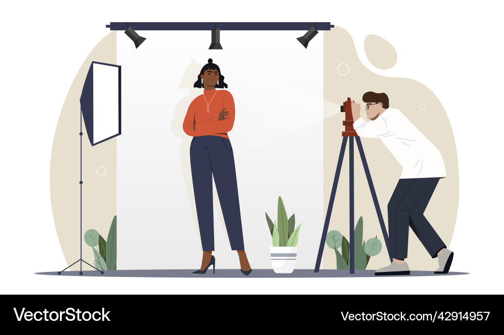 Woman on photosession Royalty Free Vector Image