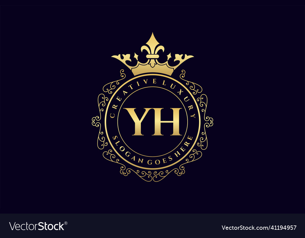 Yh Initial Letter Luxury Calligraphic Feminine Vector Image