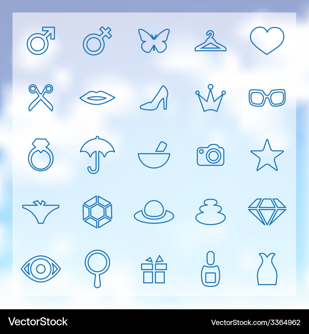 25 beauty glamour icons set Royalty Free Vector Image