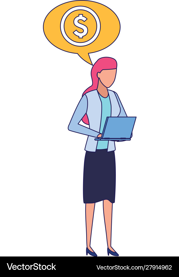 Avatar businesswoman with laptop computer Vector Image