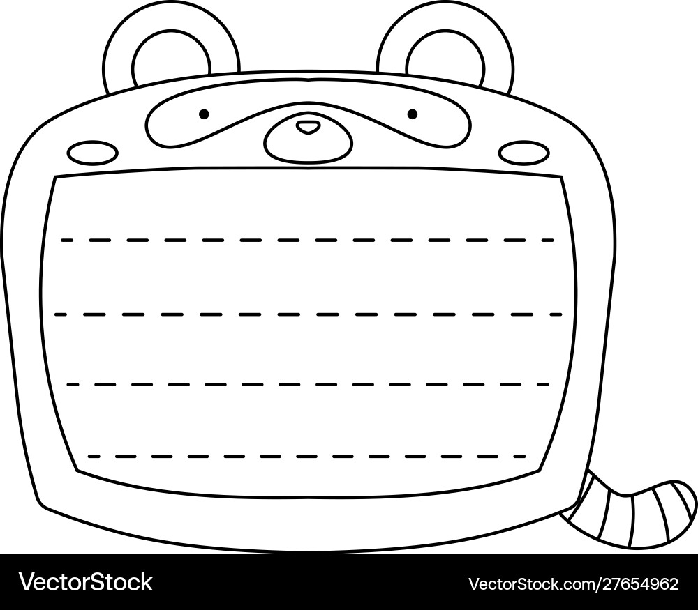 Cute raccoon noteboard monochrome outline Vector Image