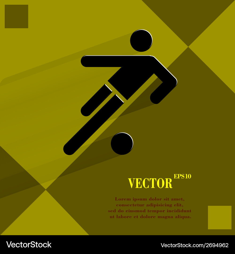 Football player flat modern web button Royalty Free Vector