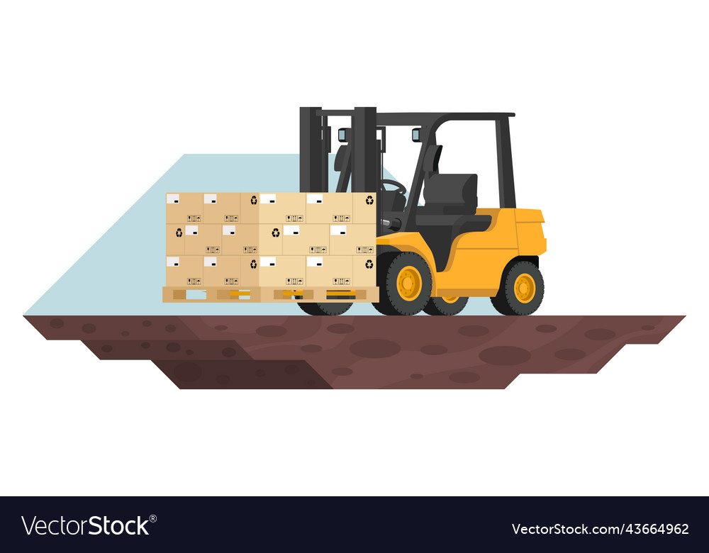 Forklift loading a pallet with export boxes Vector Image