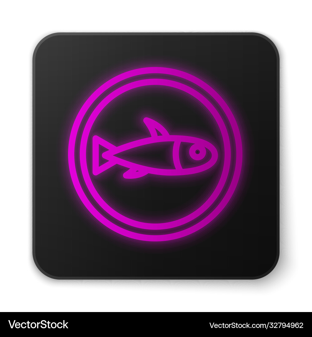 Glowing neon line served fish on a plate icon Vector Image