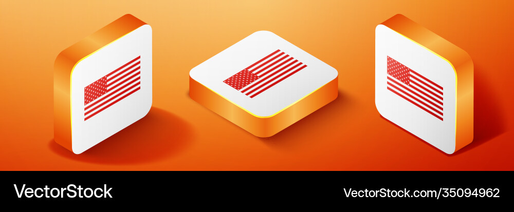 Isometric american flag icon isolated on orange Vector Image