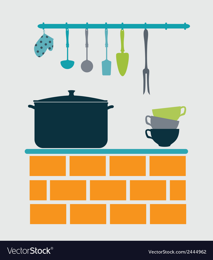 Kitchen design over gray background Royalty Free Vector