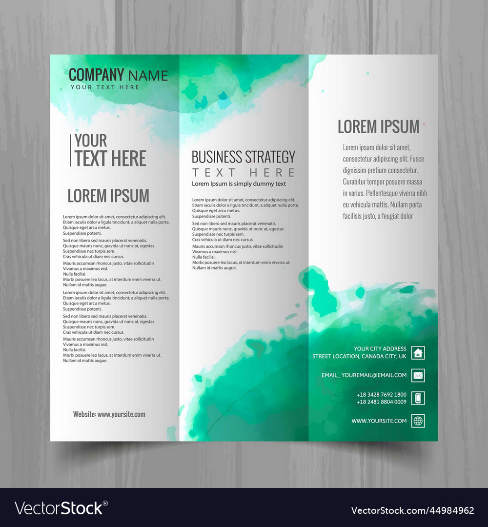 Leaflet with green watercolors Royalty Free Vector Image