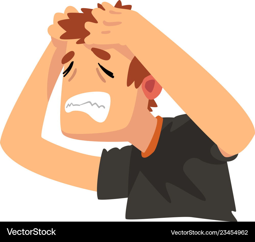 Man with a headache disease head migraine Vector Image
