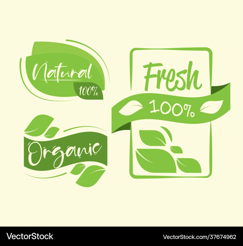 Organic food stickers Royalty Free Vector Image
