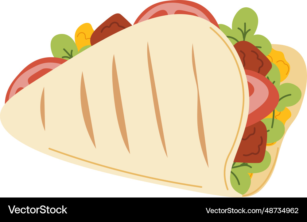 Roll wrap with meat and vegetables tasty snack Vector Image