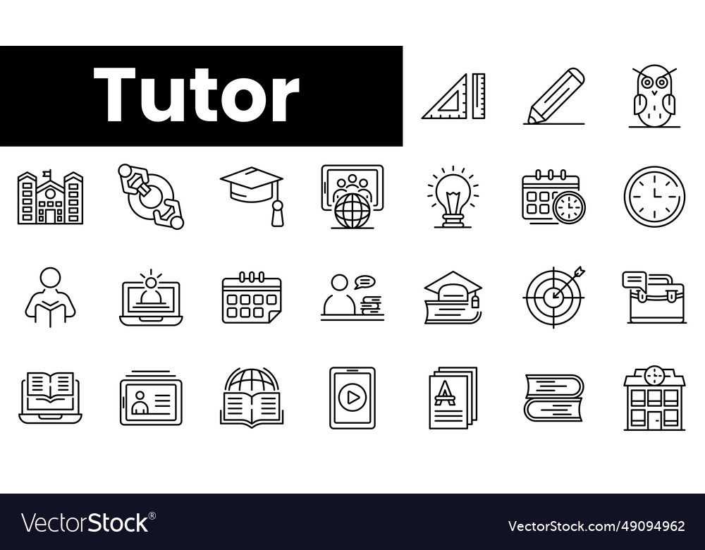 Set Of Outline Tutor Icons Royalty Free Vector Image