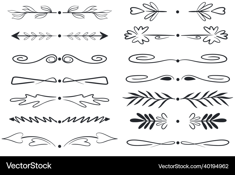 Set of text delimiters hand drawing Royalty Free Vector