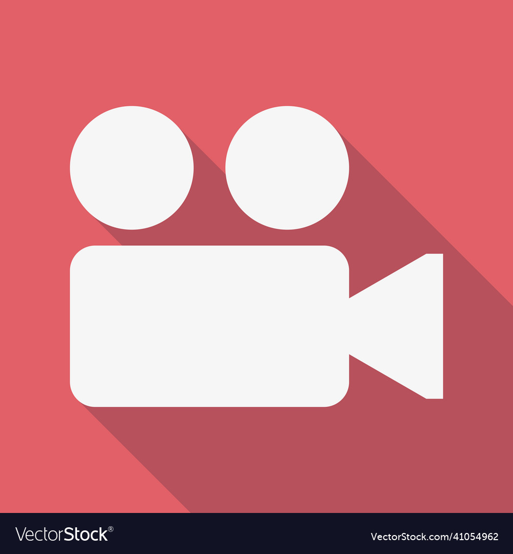Video recorder icon in flat style red background Vector Image