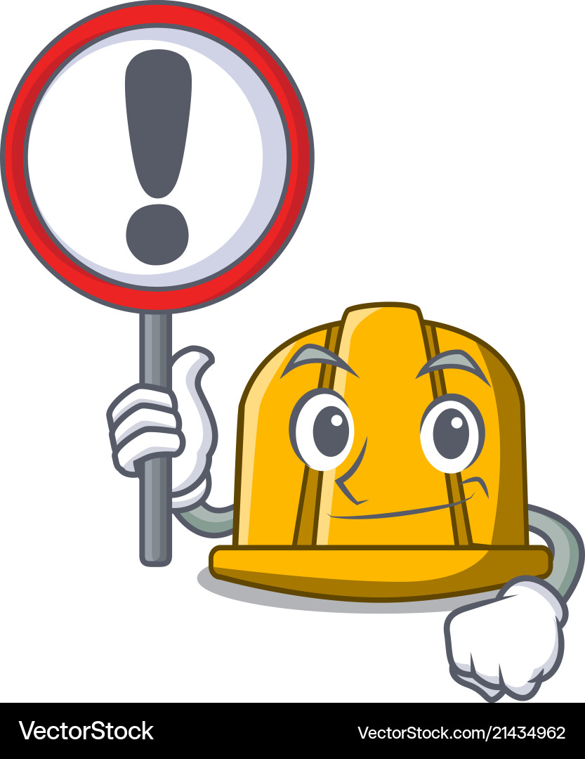 With sign construction helmet character cartoon Vector Image
