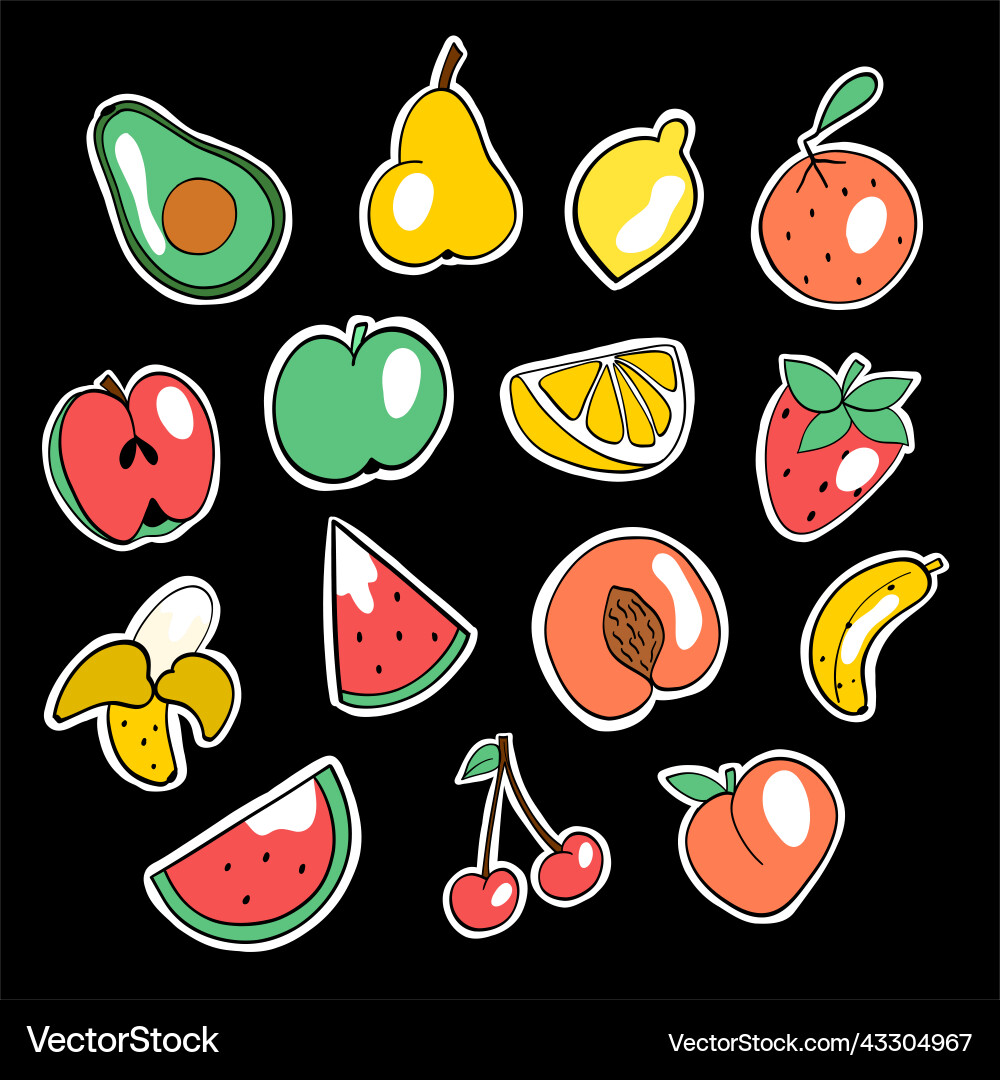 Big set of different fruits Royalty Free Vector Image
