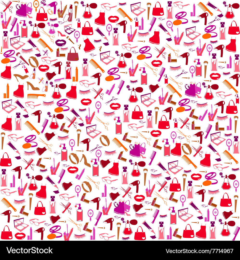 Cosmetic make up and beauty icons background Vector Image