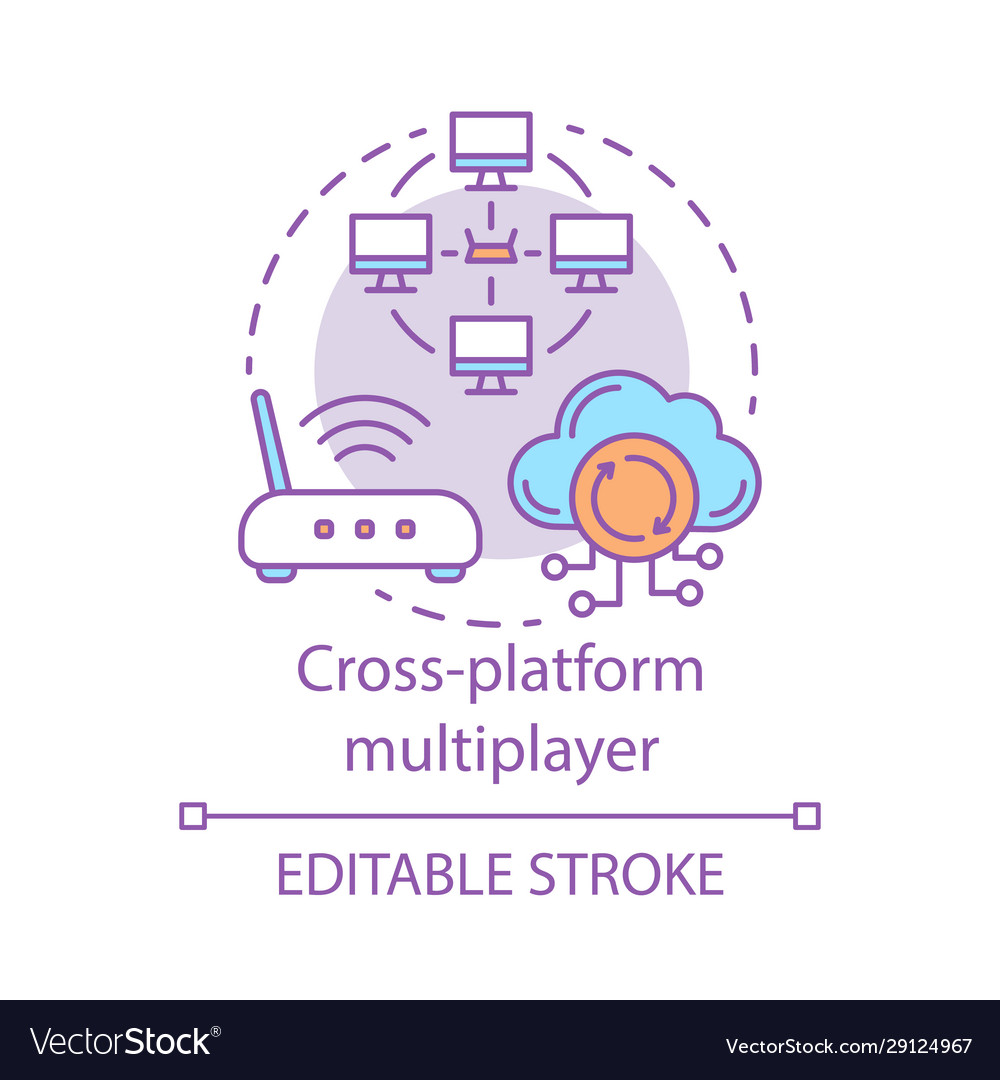 Cross platform multiplayer concept icon Royalty Free Vector