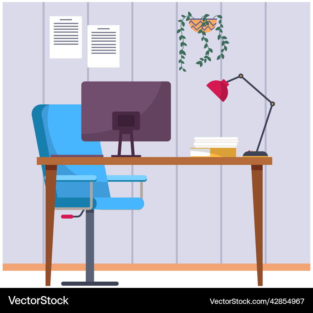 Design of room space for working in office table Vector Image