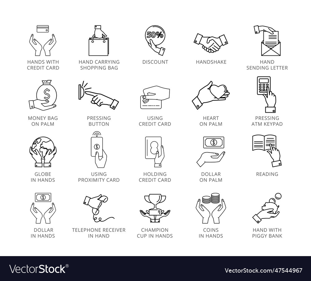 Hands icons set Royalty Free Vector Image - VectorStock