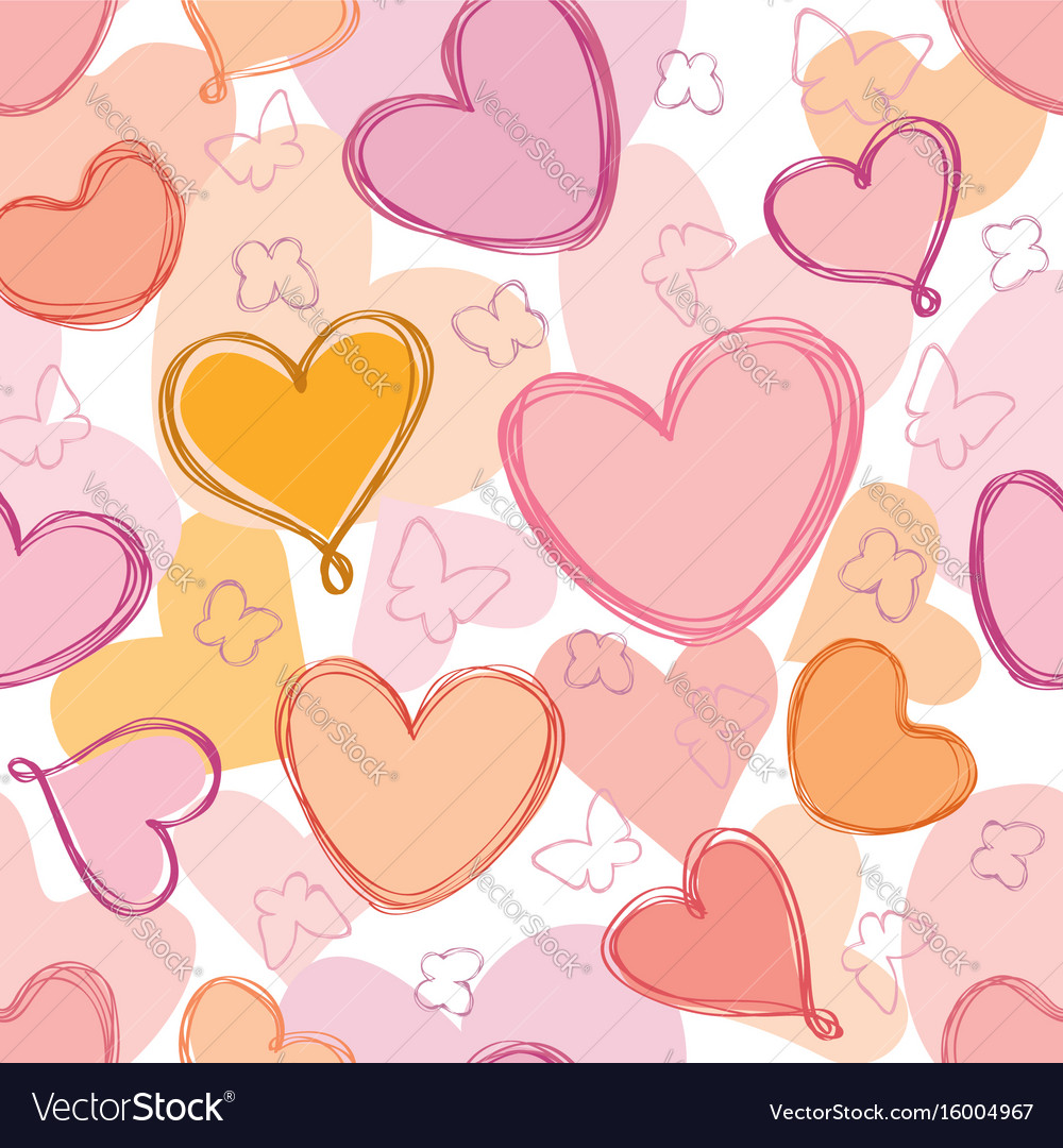 Love heart doodle seamless pattern valentine day Vector Image