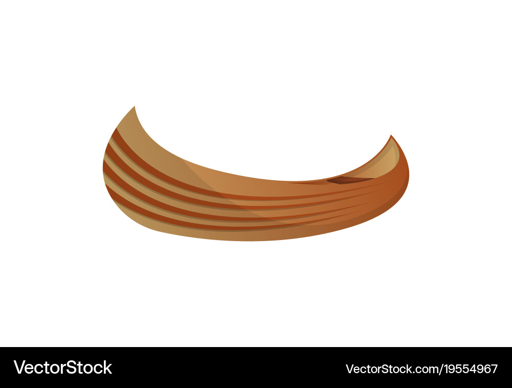 Side view wooden canoe isolated icon Royalty Free Vector