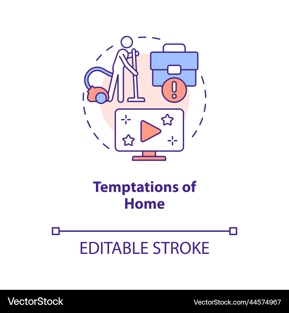 Temptations of home office concept icon Royalty Free Vector