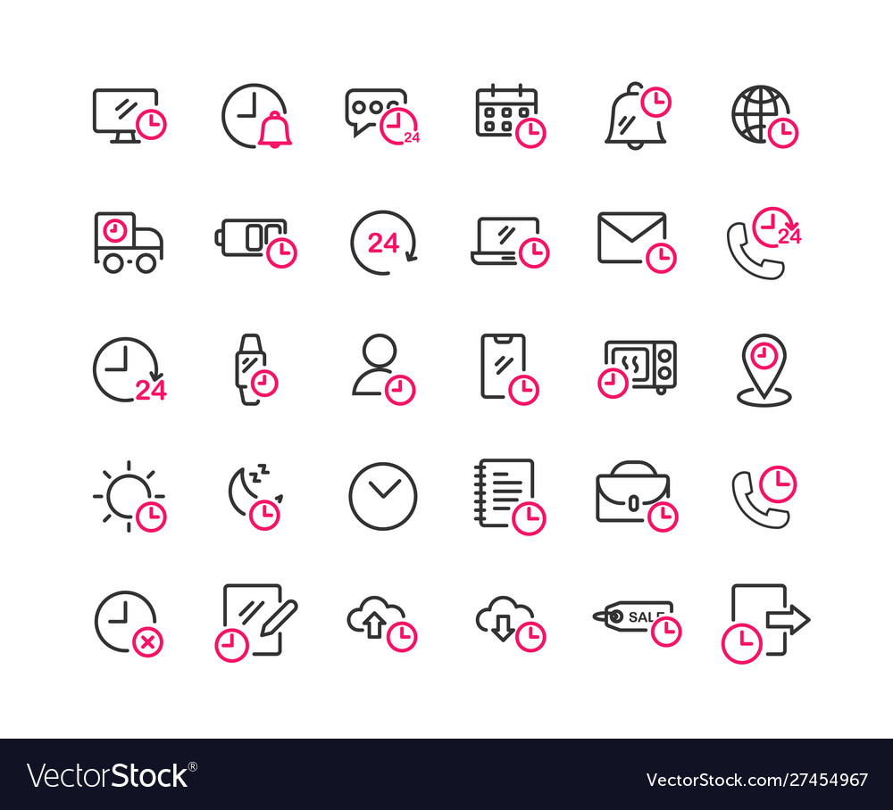 Time outline icon set Royalty Free Vector Image