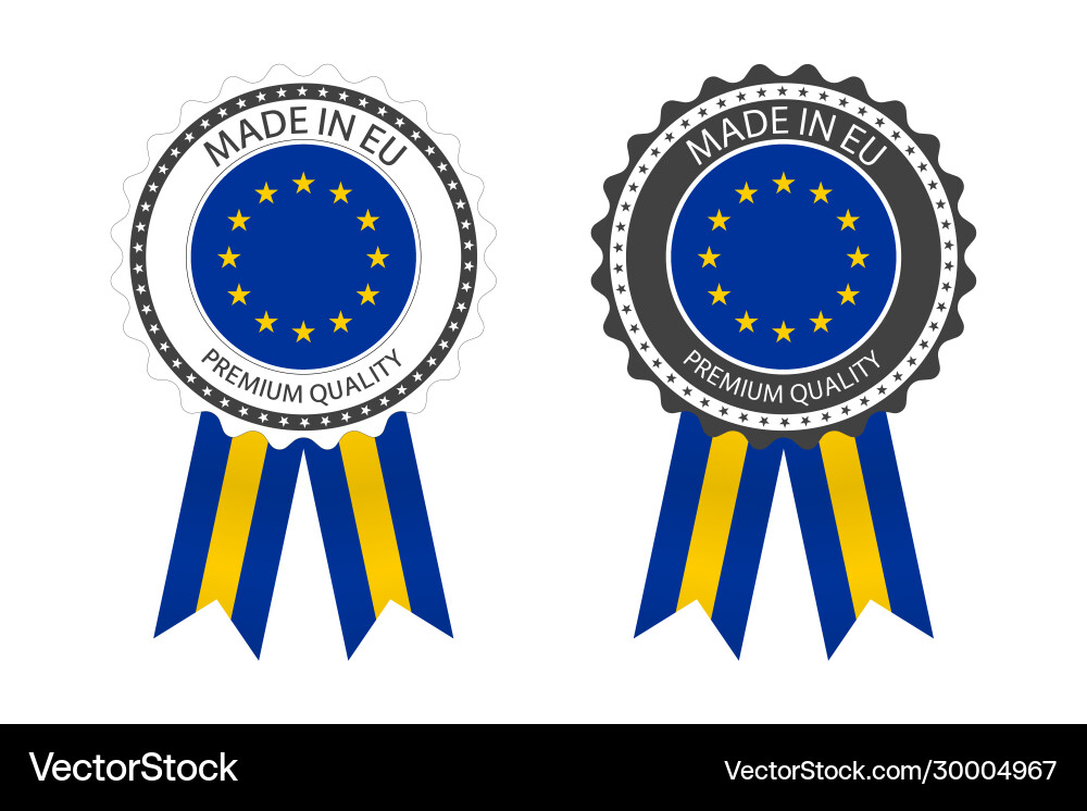 Two modern made in european union labels Vector Image