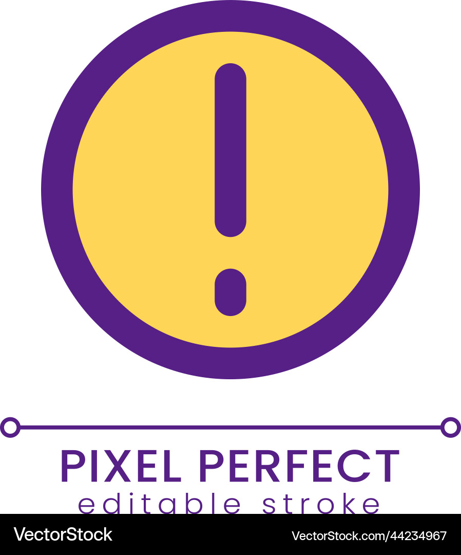Warning pixel perfect rgb color ui icon Royalty Free Vector