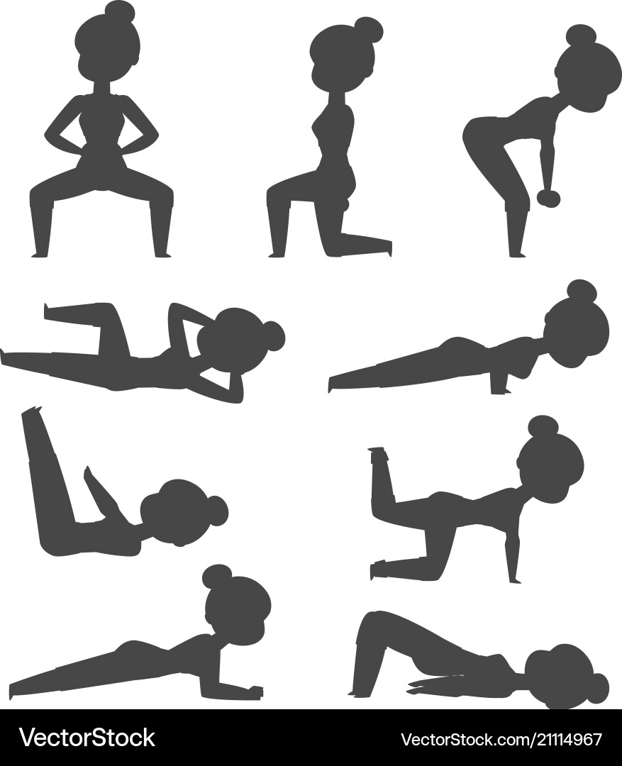 Woman home workout silhouette exercising Vector Image