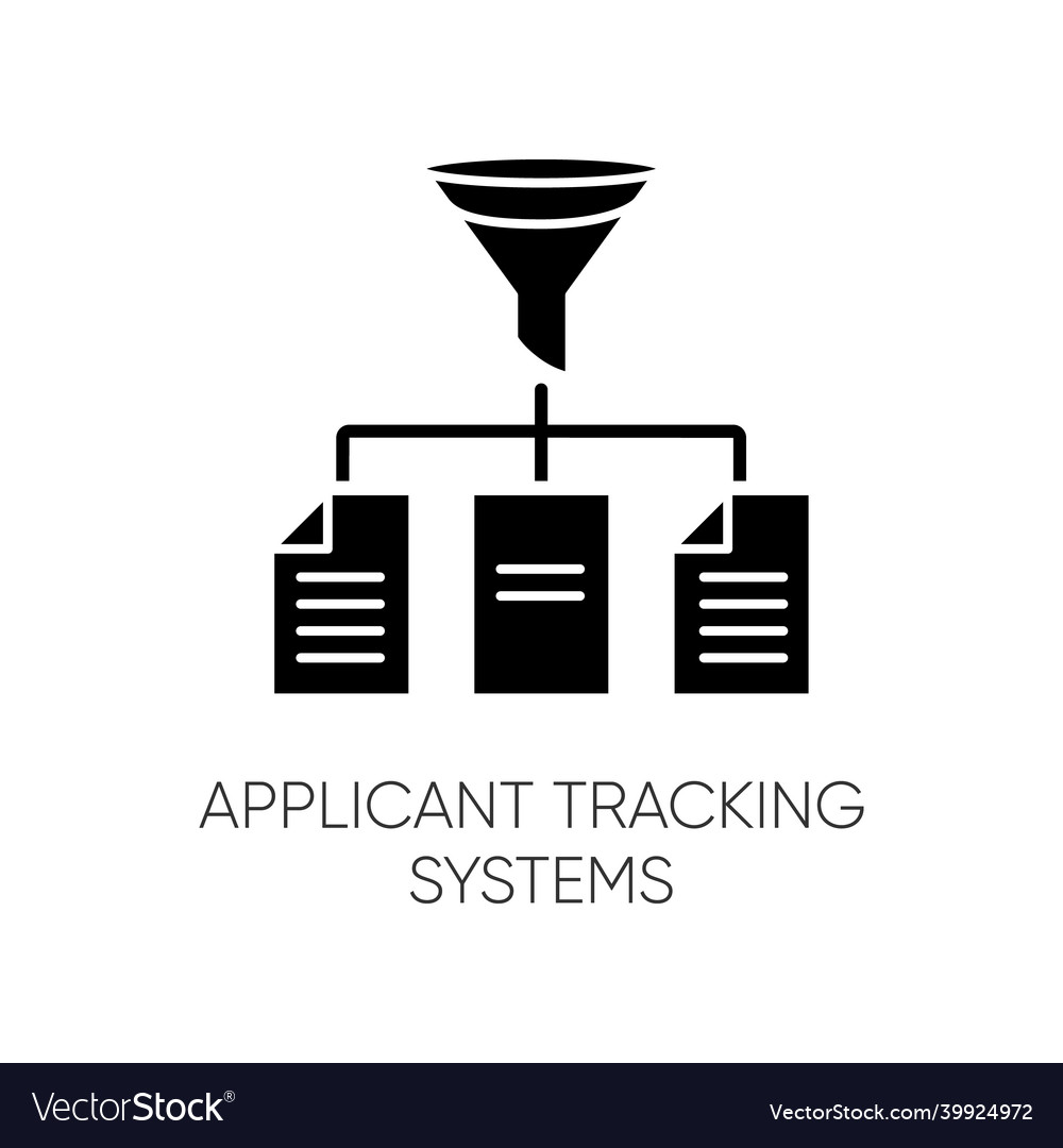 Applicant tracking system black glyph icon Vector Image Applicant tracking system black glyph icon Vector Image