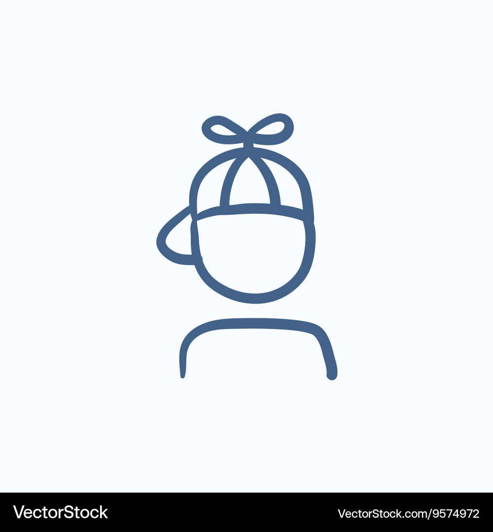 Boy in cap with propeller sketch icon Royalty Free Vector