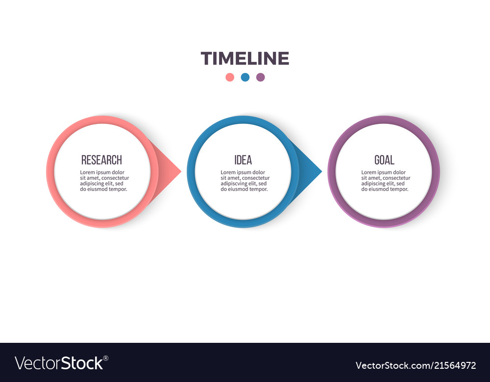 Business infographics timeline with 3 steps Vector Image