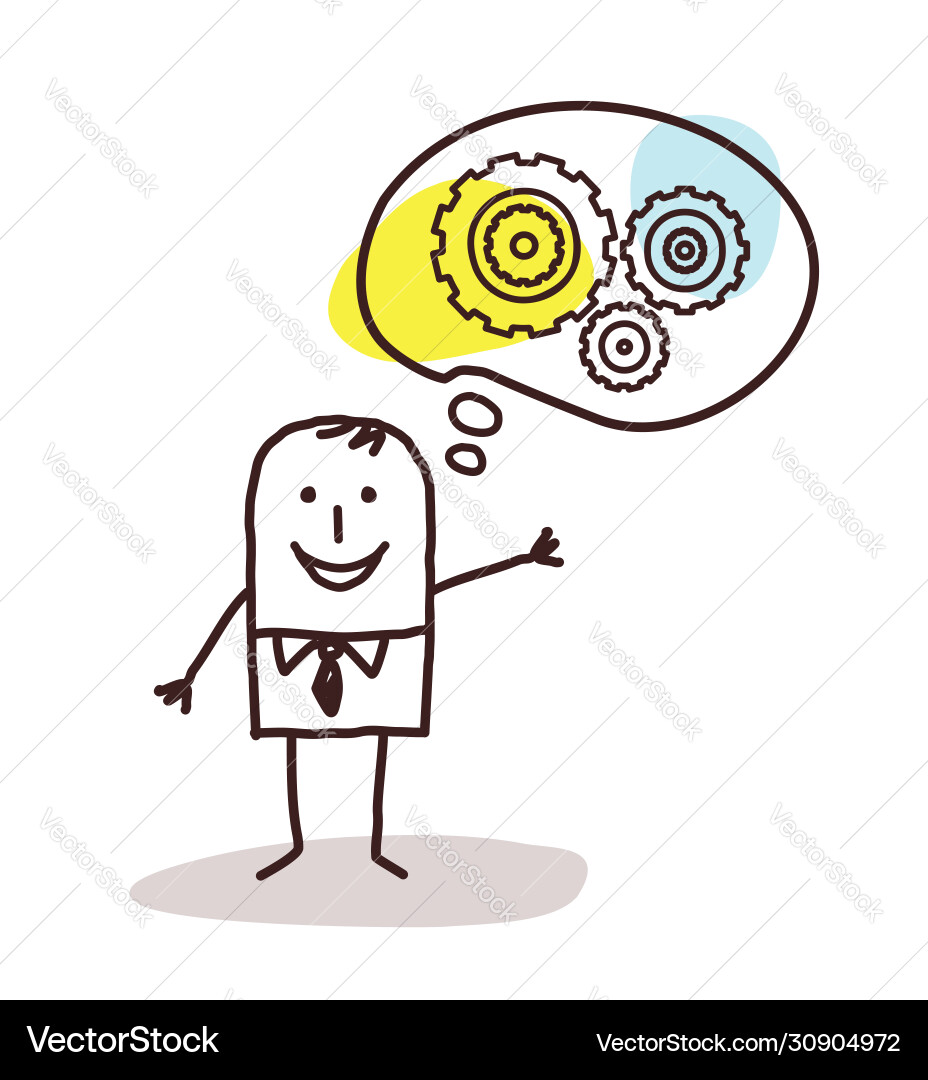 Cartoon businessman thinking about new concepts Vector Image