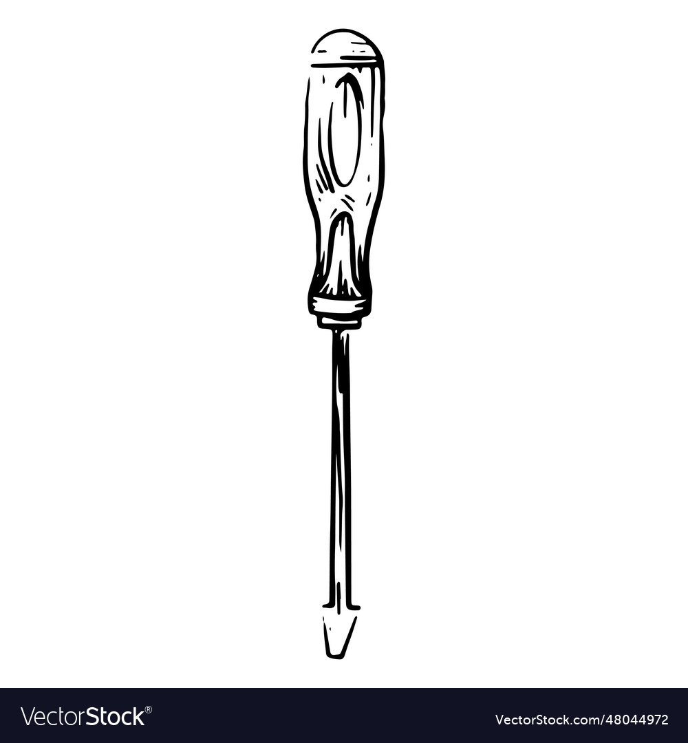 Construction screwdriver hand drawn Royalty Free Vector