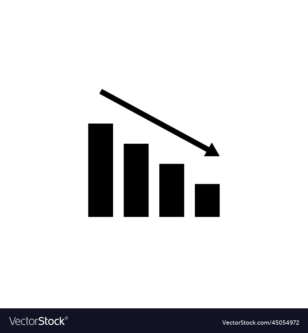 Down graph chart arrow drop icon decrease Vector Image