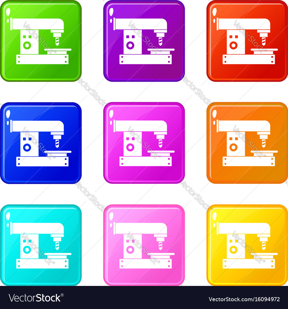 Drilling machine set 9 Royalty Free Vector Image